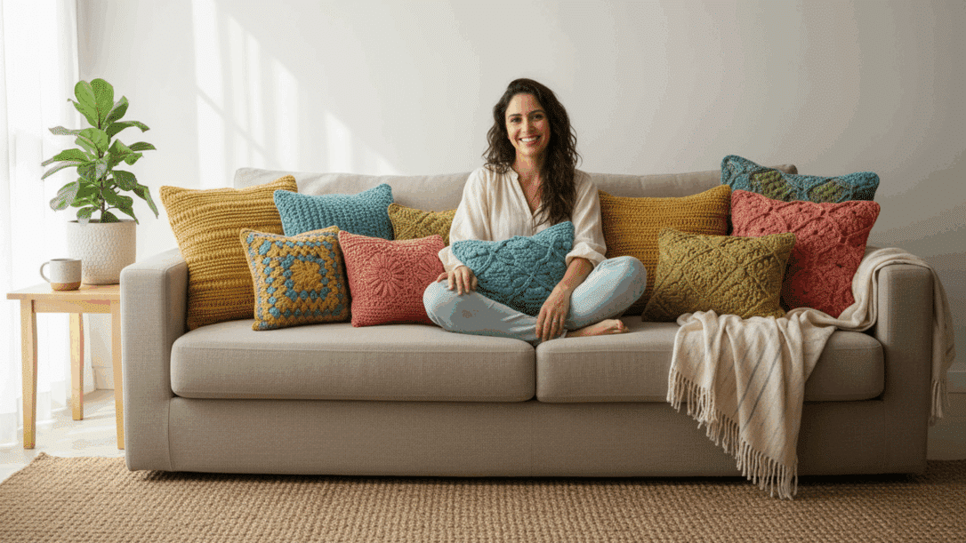 Almofadas de crochê coloridas que trazem alegria e estilo para a sua casa!