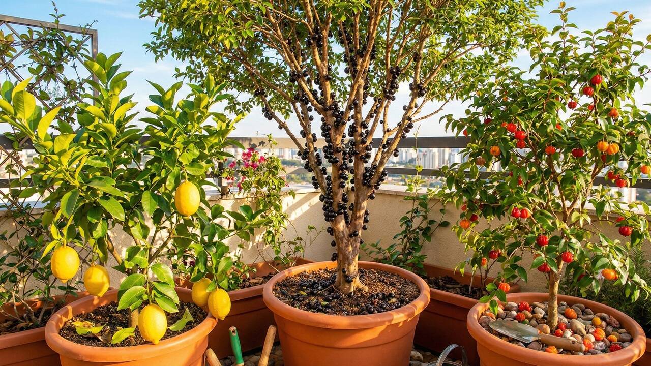 Pomar em vaso com estas 3 árvores frutíferas ideais para cultivar em ...