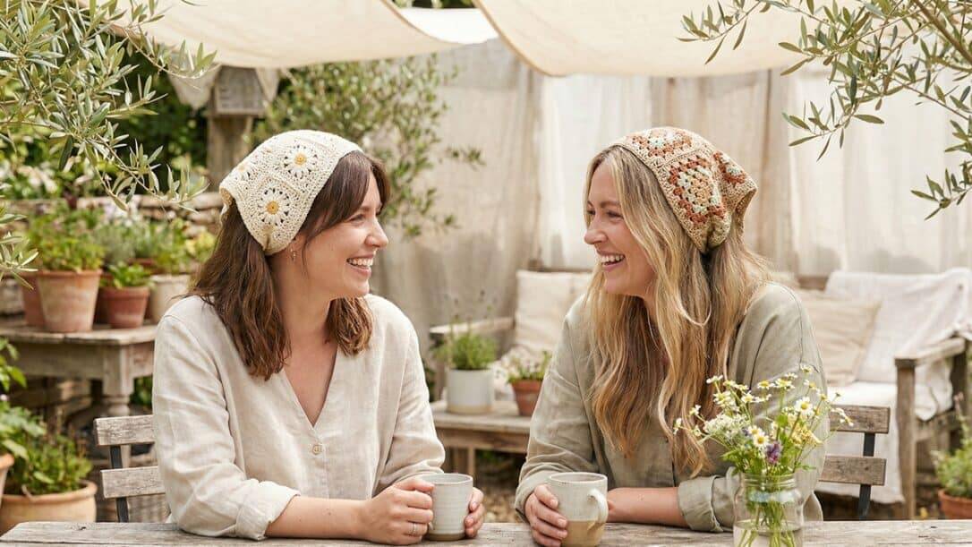 Explore bandanas de crochê que são tendência para usar no verão